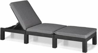 Allibert Allibert - Transat Bain de soleil by keter - daytona - en r&eacute;sine imitation rotin tress&eacute; - coussin - dossier r&eacute;glable - gris g