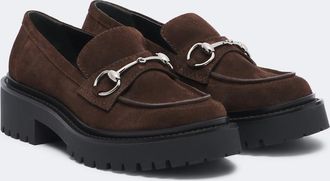 Gucci Mocassins Rhody Horsebit &agrave; plateau en daim
