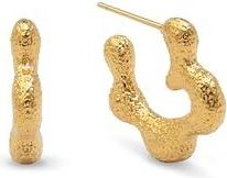 Singularu Boucles dOreilles Organic Flower. Acier avec Plaquage Or 18 Kt. Bijoux pour Femme