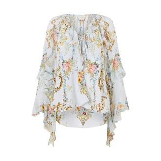 Camilla Schn&uuml;r-V-Ausschnitt-Bluse mit Wasserfallr&uuml;schen - Seville Sweetheart - - Blouses & Shirts - Damen - Mehrfarbig - S