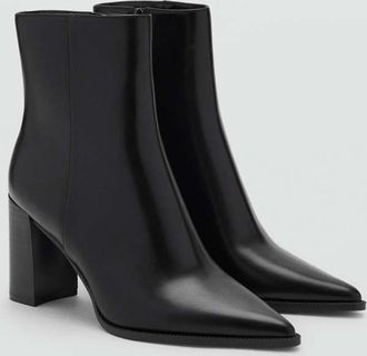 Mango Bottines pointues talon bloc noir - Femme - 35 - MANGO