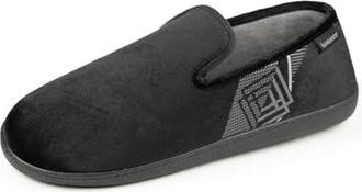 Isotoner Chaussons pantoufles Charentaises homme semelle &agrave; m&eacute;moire de forme, 46 EU, noir