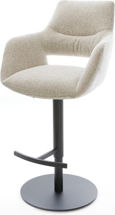 DELIFE Barstuhl Yago-Flex Webstoff Soft Beige Drehfu&szlig; h&ouml;henverstellbar Metall Schwarz Taschenfederkern, Barst&uuml;hle