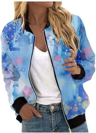 Generic 2026 Vestes d&eacute;contract&eacute;es pour femme avec fermeture &eacute;clair et imprim&eacute; int&eacute;gral, violet, XXL