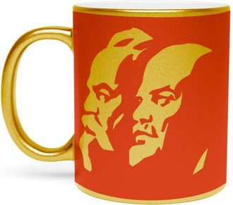 Fabulous Goldener Becher aus verchromter Keramik - Lenine Marx Kommunistische Revolution UdSSR Russland - 325 ml