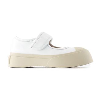 Marni Womens Mary Jane Calfskin Flat White