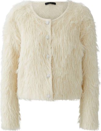 Oui Damen Strickjacke schmal geschnitten Uni