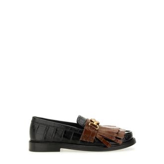 Moschino Mocassins &agrave; franges et pi&egrave;ce m&eacute;tallique - Femme - Chaussures - Noir - Taille: 37 EU