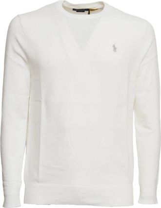 Polo Ralph Lauren Homme, Tops, Blanc, Taille: S Crew Neck Slim Long Sleeve Top