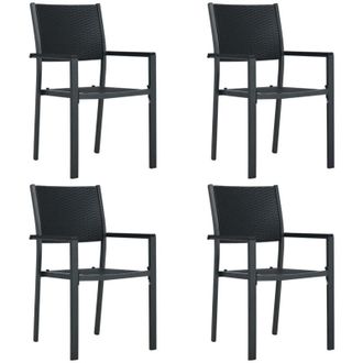 vidaXL Vidaxl - Chaises de jardin lot de 4 Noir Plastique Aspect de rotin