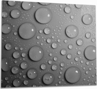 Wallario Herdabdeckplatte/Spritzschutz aus Glas, 1-teilig, 60x52cm, für Ceran- und Induktionsherde, Wassertropfen in schwarz weiß