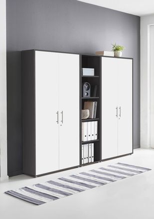 BMG M&ouml;bel Aktenschrank in Anthrazit Wei&szlig; Matt Office Edition abschlie&szlig;bar als Einzelschrank oder Schrankwand Verschiedene Ausf&uuml;hrungen (Set10)