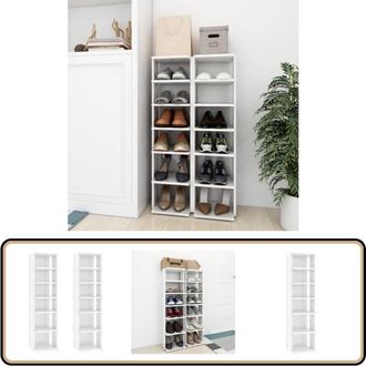 vidaXL Vidaxl - Schuhschränke 2 Stk. Hochglanz-Weiß 27,5x27x102 cm - Schuhschrank - Schuhregal - Garderobe - Aufbewahrung - Wohnraumorganisation