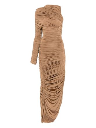 MUGLER Asymmetrisches Maxikleid - Braun