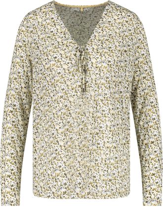 Gerry Weber Damen Ausgestelltes Langarmshirt Langarm Gemustert Ecru/Weiss/Gr&uuml;n Druck 36