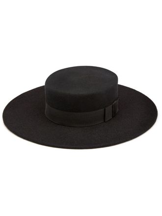 Nina Ricci grand canotier en laine feutr&eacute;e - Noir