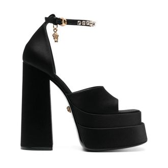 Versace Strass Fabric Sandalen - - Shoes - Damen - Schwarzk - 37 1/2 EU
