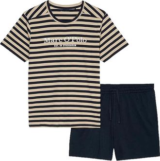Marc O'Polo Marc O&acute;Polo Mens Mix&Match Short Pyjama Pajama Set, beige/White/Navy, Small
