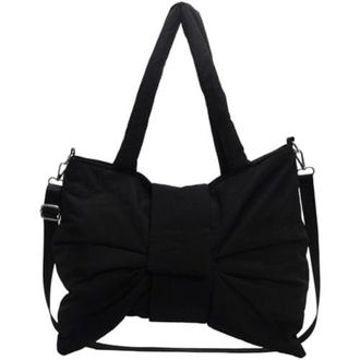 Generic Sac cabas bouffant &agrave; noeud papillon pour femme, l&eacute;ger et moelleux, avec bandouli&egrave;re ajustable, id&eacute;al pour le travail, la salle de sport et les voyages