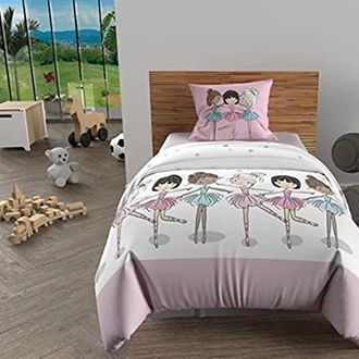 Soleil d'Ocre Bettbezug-Set 140x200 cm Tänzerinnen Rosa, 100% Baumwolle 57 Fäden/cm2