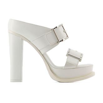 Alexander McQueen Womens Leather Platform Sandal Heel White
