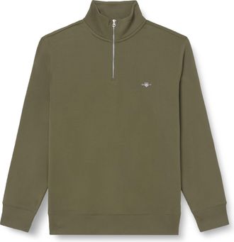 GANT Gant Herren Reg Shield Half Zip Sweatshirt, Moss Green, 5XL EU