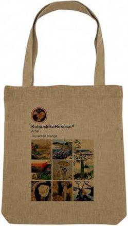 Fabulous Sac Shopping Tote Bag Aspect Lin - Hokusai R&eacute;seaux Sociaux Peinture Estampe Art Japon - Sac de Courses Toile Epaisse 360g Beige Naturel Cabas Port&eacute; Ep