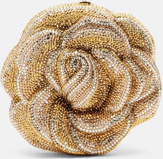 Judith Leiber Clutch Golden Rose mit Kristallen
