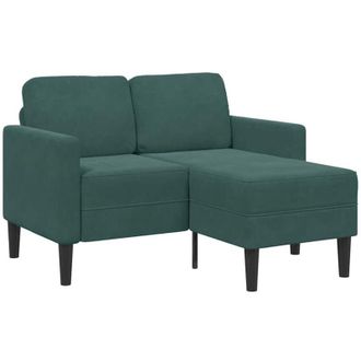 vidaXL 2-Sitzer-Sofa mit Chaiselongue L-Form Dunkelgr&uuml;n 125 cm Samt - Vidaxl
