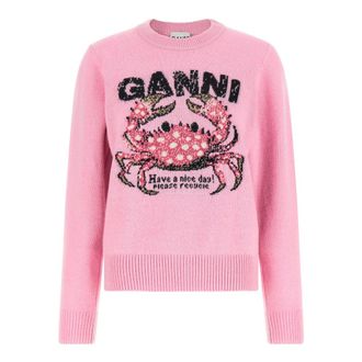 Ganni Wollmischungs-Pullover - - Knitwear - Damen - Rosa - 2XS