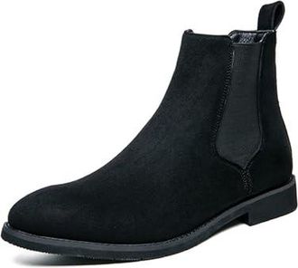Generic Bottines Chelsea &agrave; enfiler en daim pour homme, Noir, 38 2/3 EU