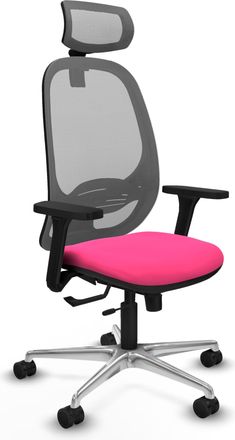 Piqueras y Crespo Cilanco Sicherheitsstuhl mit 3D-Armen, h&ouml;henverstellbarer Lendenwirbelst&uuml;tze und h&ouml;henverstellbarem Kopfteil, Grau/Rosa