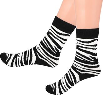 Holibanna 1 Pair Socken Streifen Zebra Socken Tier Kn&ouml;chell&auml;nge Baumwollsocken Cartoon Muster Medium Laufen Kurzer Strumpf