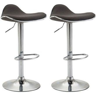 Clp R&eacute;glez 2 tabourets de bar Shanghai en tissu gris fonc&eacute;