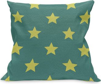 Abakuhaus Sterne Kissenbezug, Geometrisches Muster der Weinlese-Art mit Stern-Motiven in den grünen Schatten, Kissenhülle mit Reißverschluss Beidseitiger Druck,