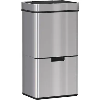 HOMCOM M&uuml;lleimer mit Sensor 47L + 2 x 12,5L Automatischer Abfalleimer mit Bewegungssensor, Wasserdichtes M&uuml;lltrennsystem aus Edelstahl f&uuml;r K&uuml;che