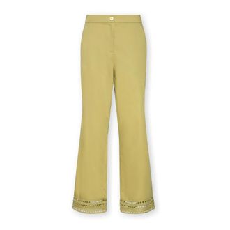 Elena Miro Mischgewebe-Hose mit Spitze - - Trousers - Damen - Gr&uuml;n - 6XL