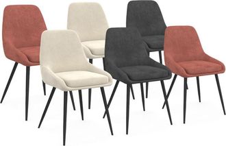 IDMarket Lot de 6 chaises THALYA en velours mix color gris fonc&eacute; x2, terracotta x2, beige x2 avec accoudoirs