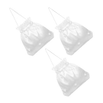 BESTONZON Lot de 3 Pochettes à Fleurs en Satin Blanc pour Mariée Paquet à Main de Mariage Compacts Accessoires Élégants pour Cérémonie et Présent Invité Paquet 