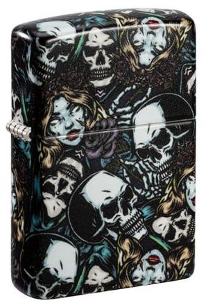 Zippo Sturmfeuerzeug - Modell Gothic Skull - 540 Color All Over, Multicolor - Nachf&uuml;llbar - Wiederverwendbar - Windfestes Design - Geschenkbox - Made in USA
