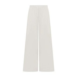 Palm Angels Label Cuffed Pants - - Trousers - Damen - Wei&szlig; - S