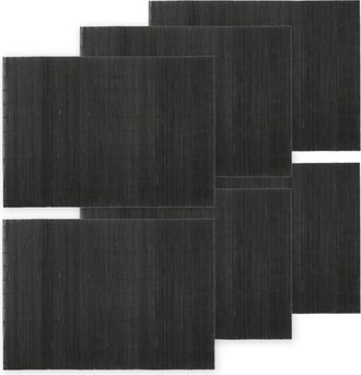 BambooMN Bambus-Tischset/Sushi-Rollmatte, 47,6 x 33 cm, Schwarz, 6 Stück