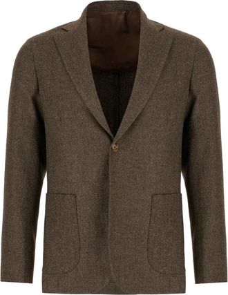 Barba Homme, Vestes, Brun, Taille: L Melange Wool Blazer
