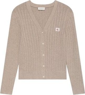 Calvin Klein Cardigan c&ocirc;tel&eacute; &agrave; logo en coton