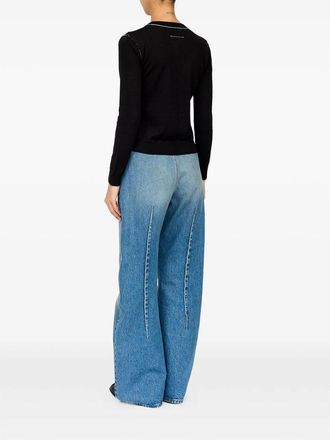 Maison Margiela Crew-Neck Virgin Wool Blend Sweater - Black