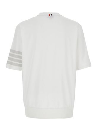 Thom Browne Mens T-Shirt Classic Collar White Cotton T-Shirts And Polos