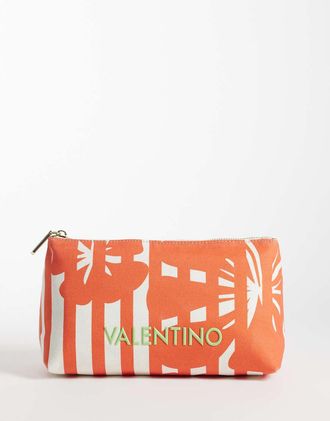 Valentino Ko Re - Beutel-Clutch in Orange gestreift mit Palmenmuster