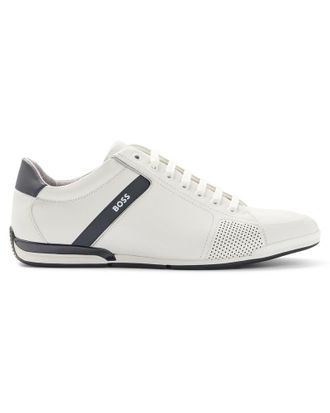 HUGO BOSS Teilperforierter Sneaker aus Glattleder mit schmaler Sohle in