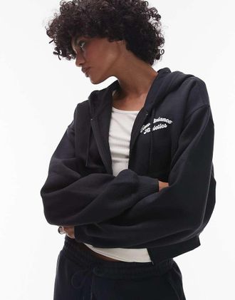 New Balance Fleece-Sweatshirt in Schwarz mit durchgehendem Reißverschluss