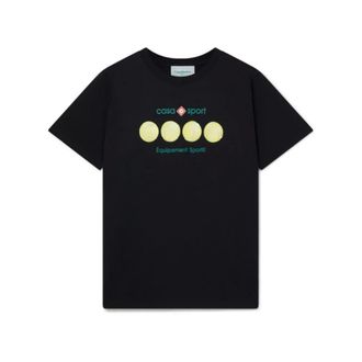 Casablanca Homme, Tops, Noir, Taille: 2XL T-shirt noir imprim&eacute; balles de tennis